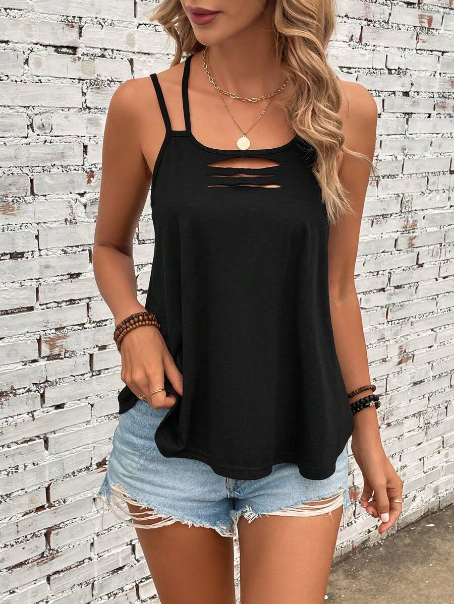 SHEIN LUNE Solid Ripped Cami Top | SHEIN USA