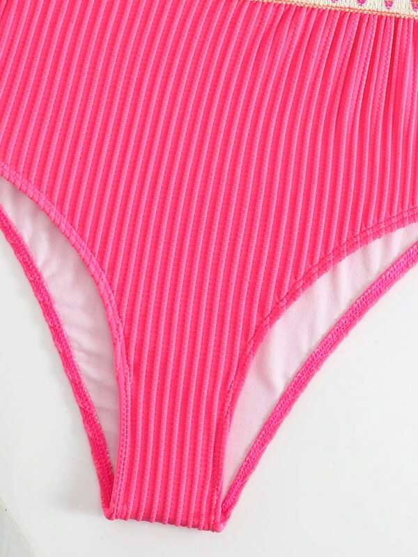 Shein Swim Bohofeel Chevron Tape Criss Cross One Piece Swimsuit Shein Usa