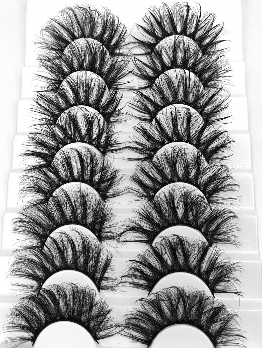 Full False Lashes,8Pairs 3D Messy Full Strip False Eyelashes Dramatic ...