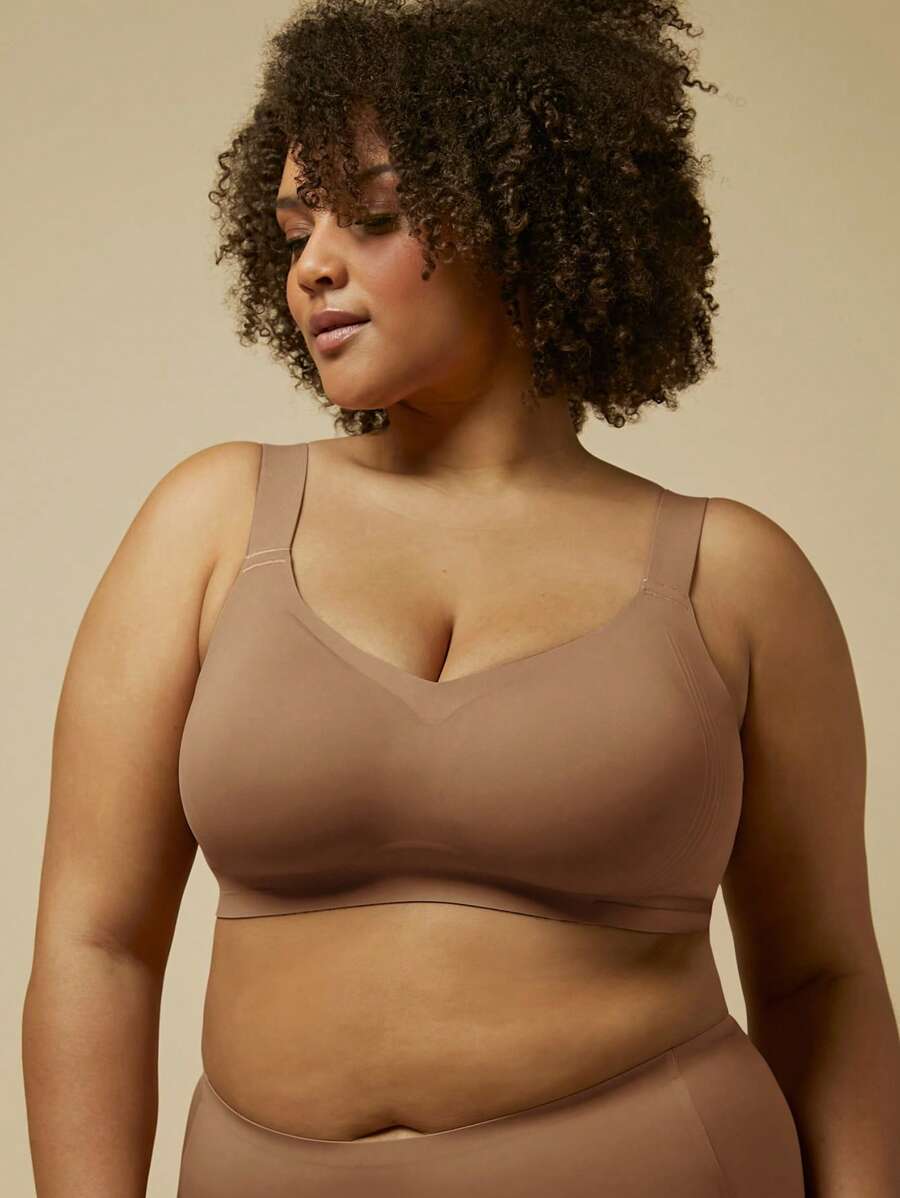 LUVLETTE Plus Dream Curve 2ndSkin Wireless Full Coverage Seamless Side Support Lounge Bra ...