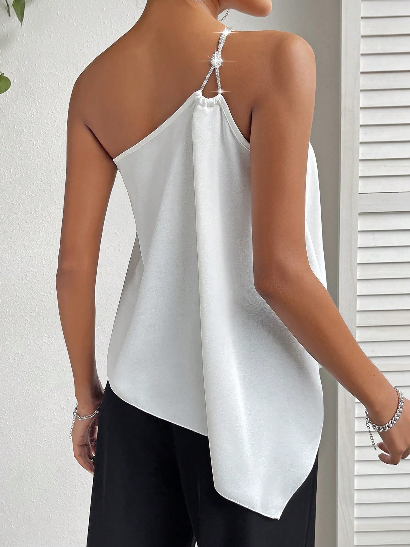 SHEIN Privé One Shoulder Asymmetrical Hem Top | SHEIN USA