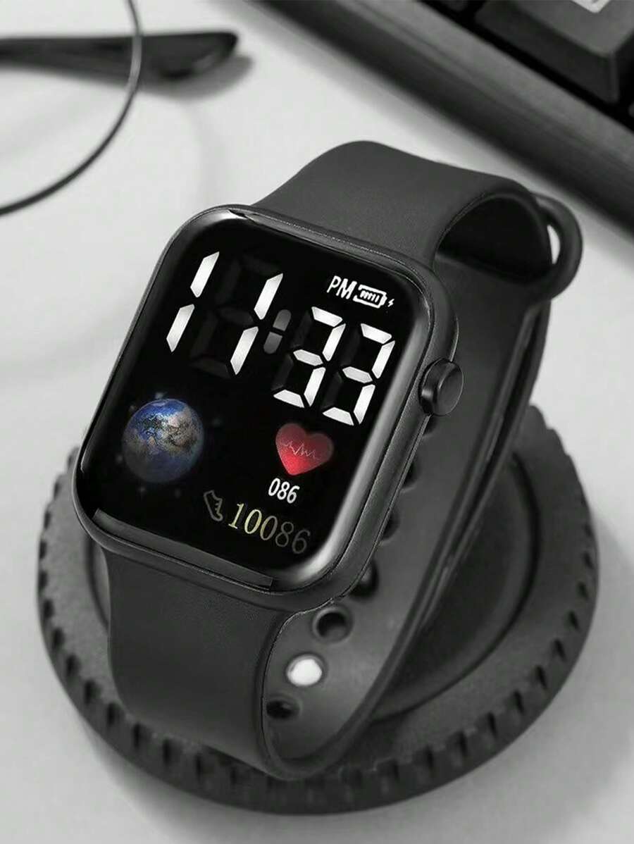 Men LED Display Square Dial Electronic Watch As A Gift For Students ...