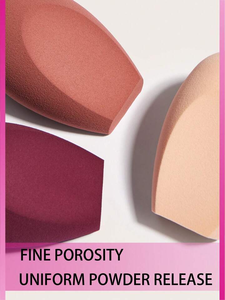 3-pieces set of multi-color seal beauty spong (claret, brown, skin tone ...