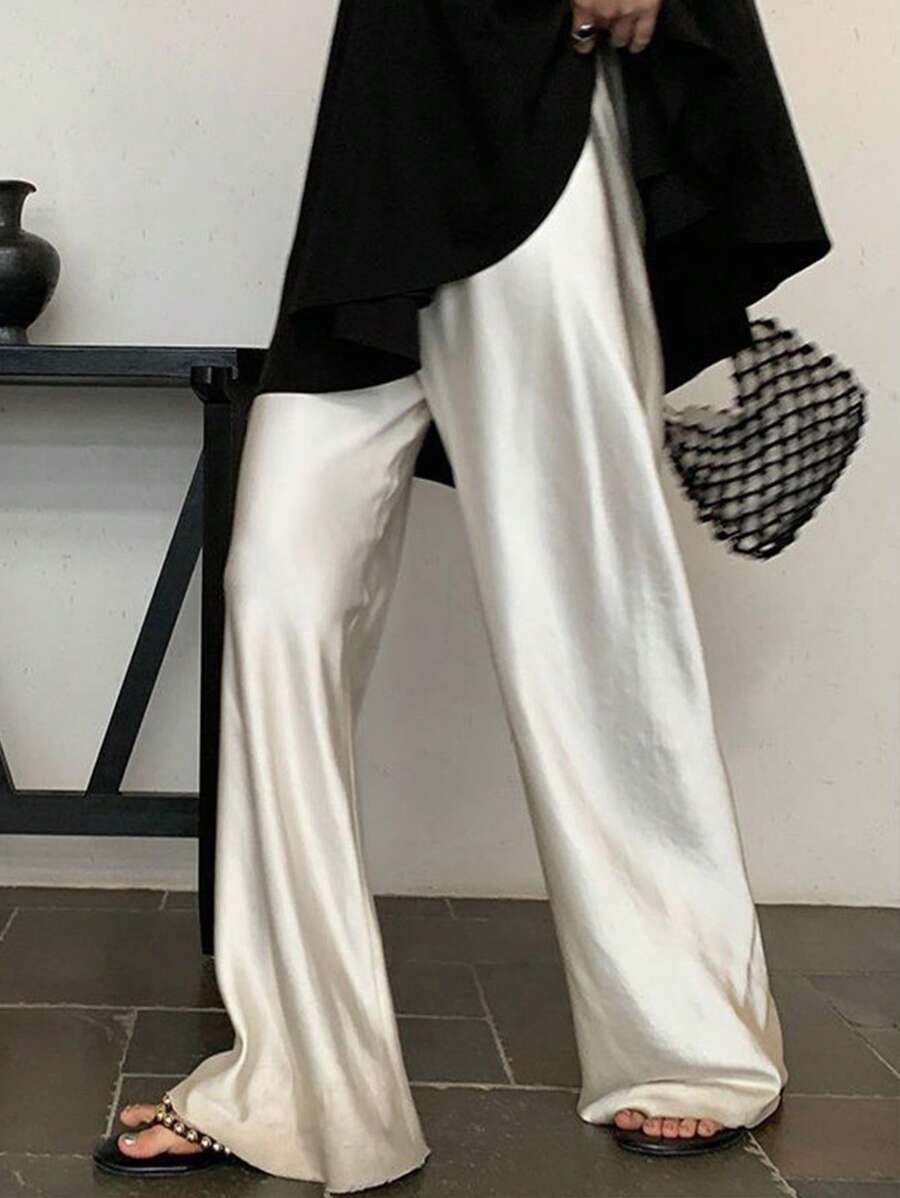 DAZY Solid Elastic Waist Slant Pocket Trousers | SHEIN UK
