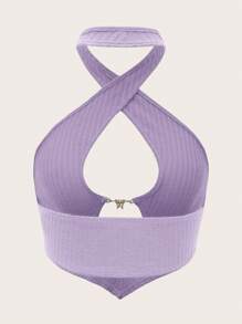 SHEIN ICON Solid Criss Cross Halter Top | SHEIN USA