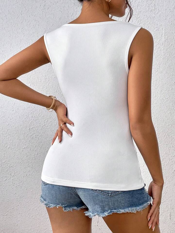 SHEIN Essnce Solid Ruched Side Tank Top | SHEIN