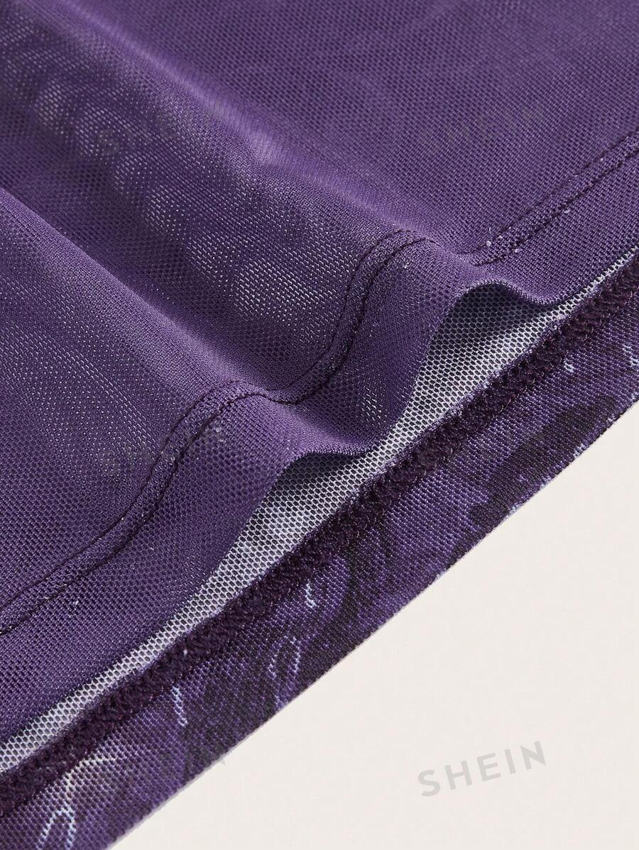 ROMWE PUNK Grunge Floral Print Rhinestone Halter Top | SHEIN USA