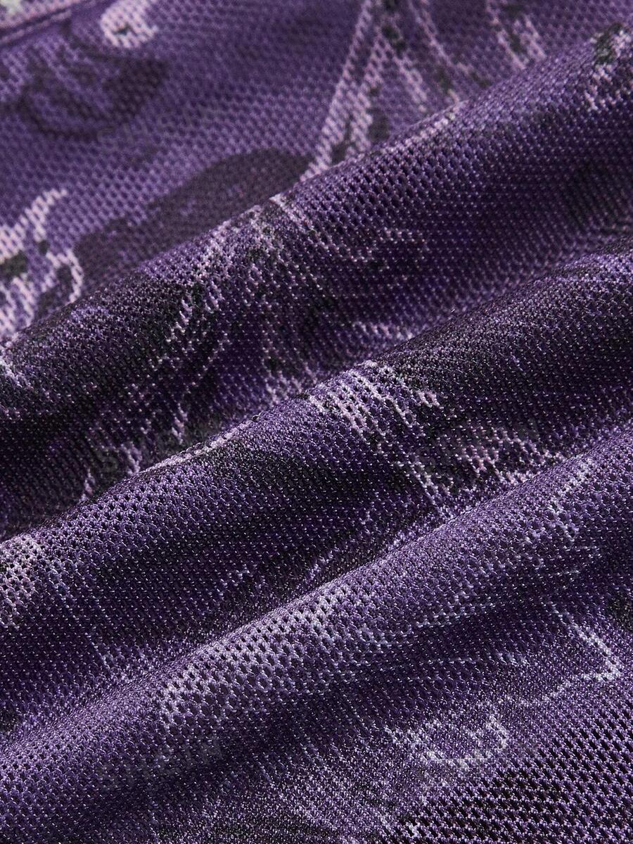 ROMWE PUNK Grunge Floral Print Rhinestone Halter Top | SHEIN USA