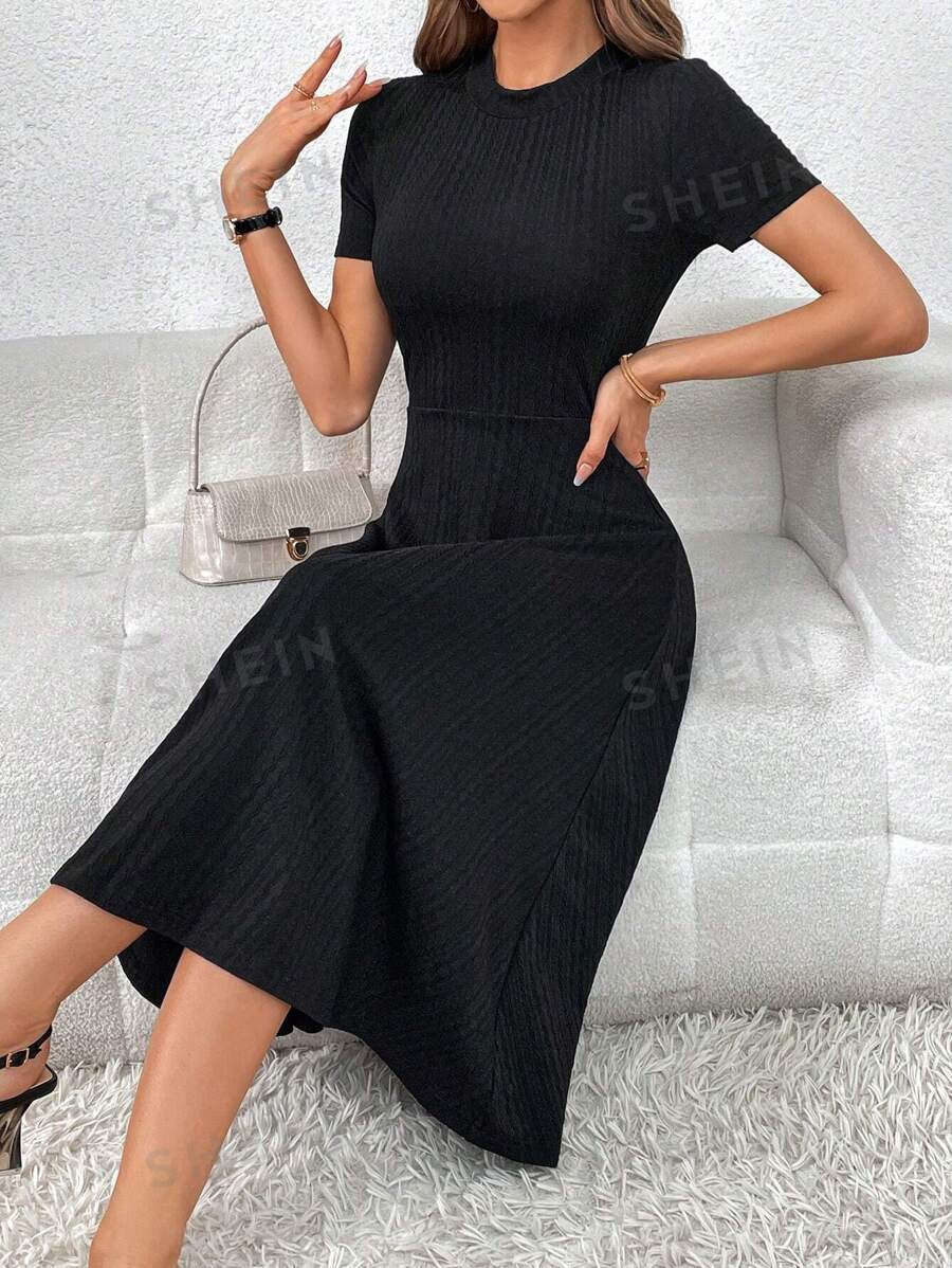 SHEIN Essnce Solid A-line Dress | SHEIN UK