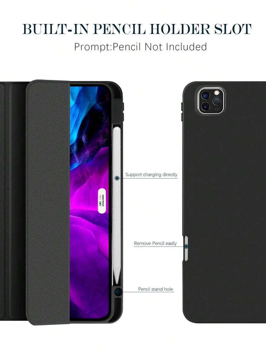 Solid Color Right Side Pen Slot Magnetic Charging Sleep Function Ipad Protective Case Without ...