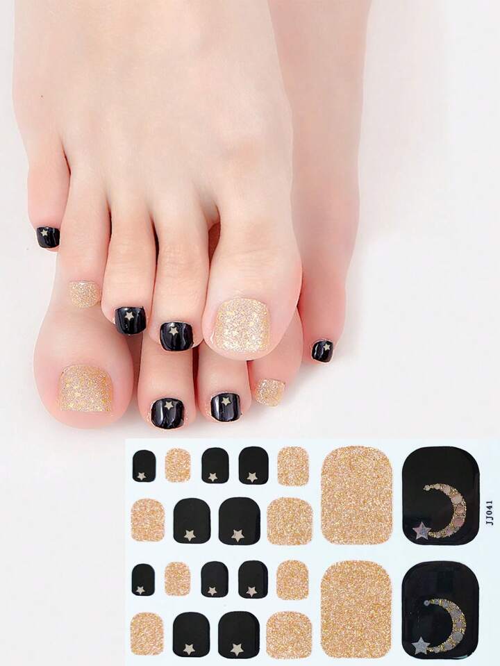 Black And Gold Toe Nail Designs