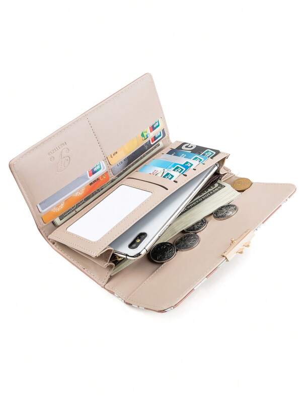 Summer's New Flower Print Long Wallet Fashion Tri-Fold Credit Card ...