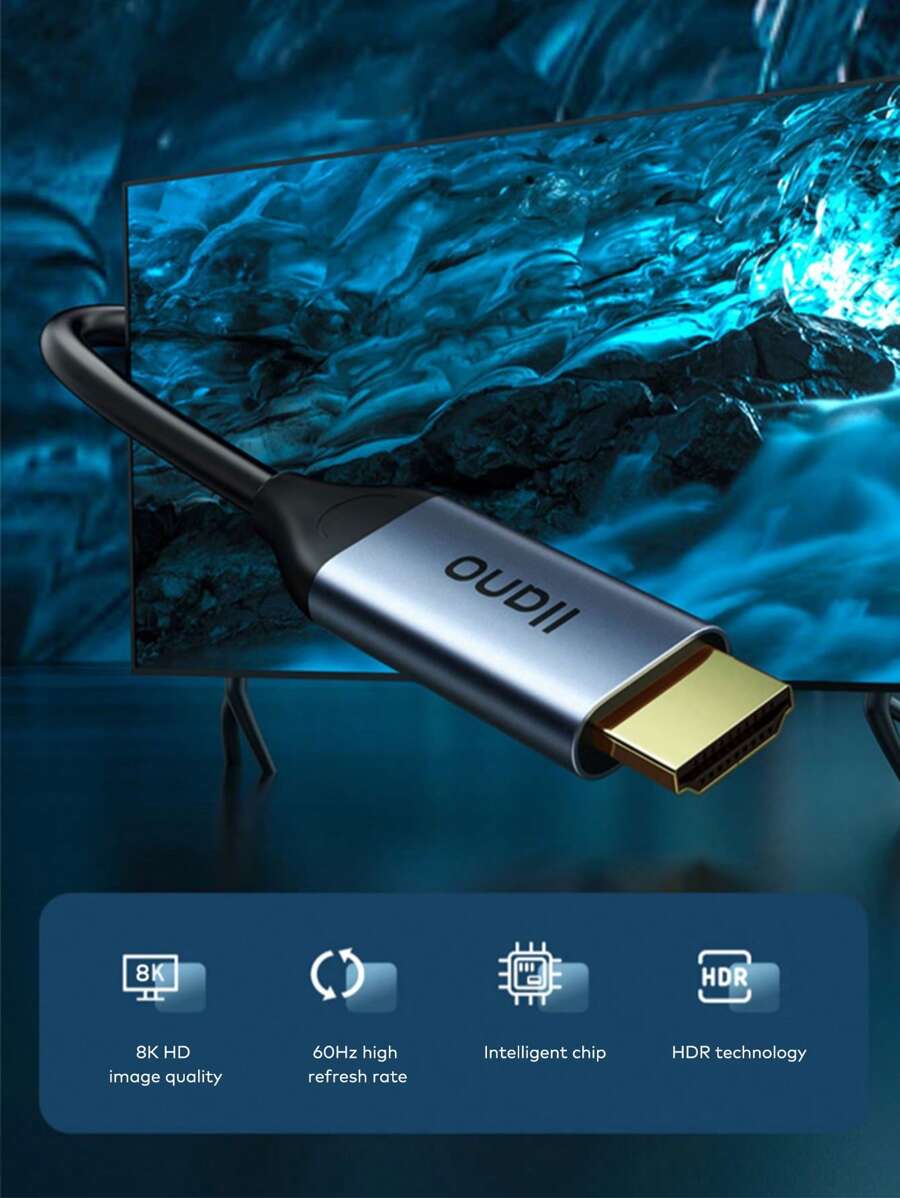 USB C To HDMI Cable 8K 6FT, Anti-Interference Plugs, Aluminum Type-C To ...