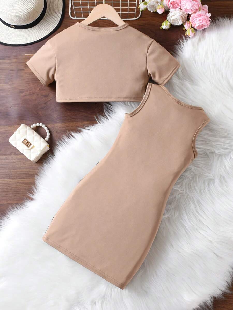 SHEIN Streecool Kids Tween Girl High Low Hem Tee & Slogan Graphic ...