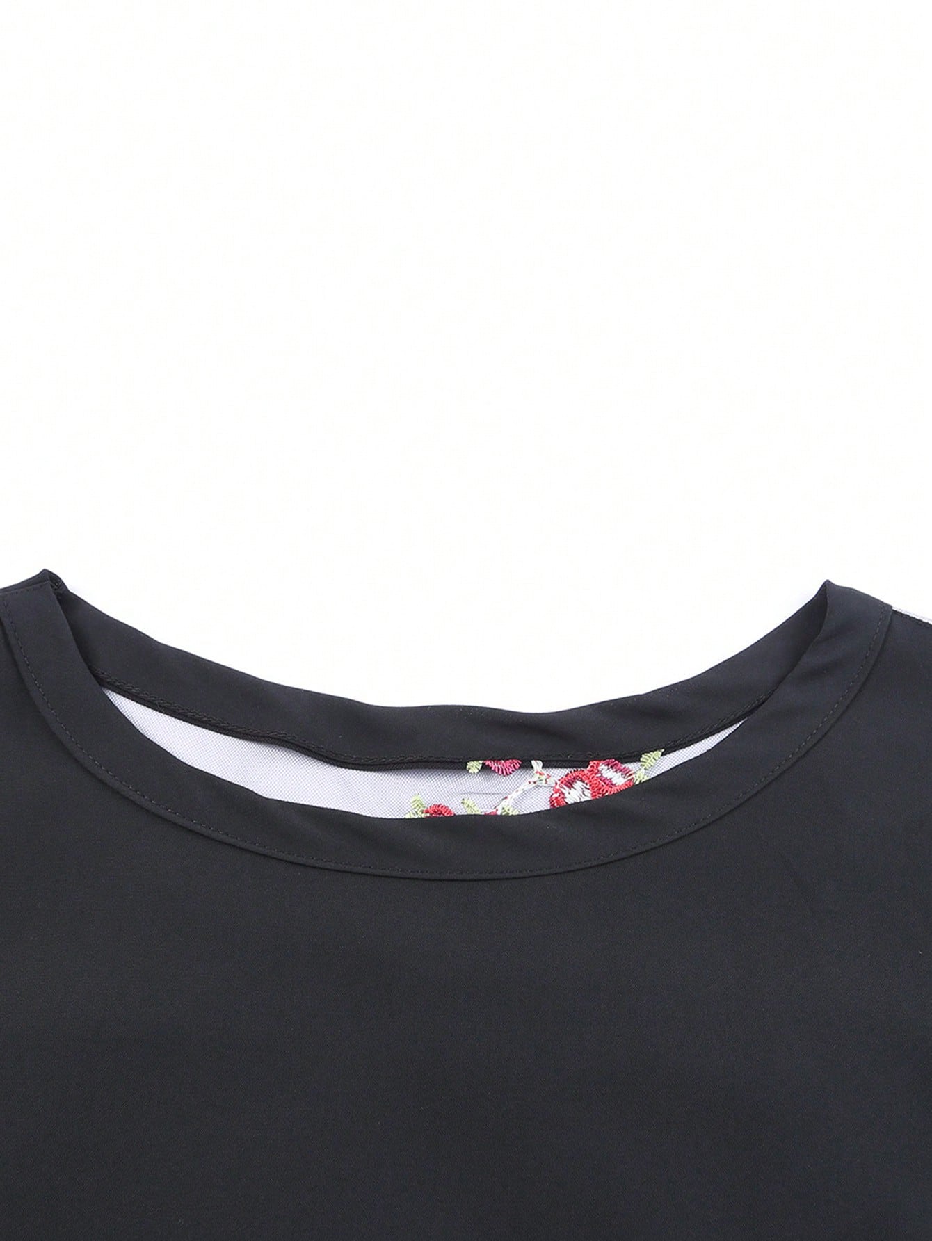 Floral Embroidery Mesh Sleeve Blouse Shein Uk
