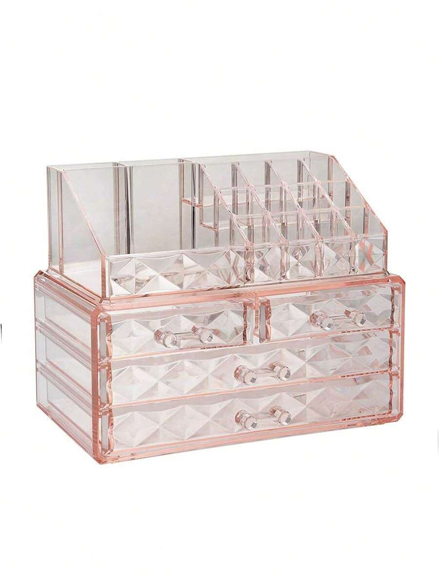 Makeup Brush Holder,Pink Diamond Pattern Storage Display Cube Including ...