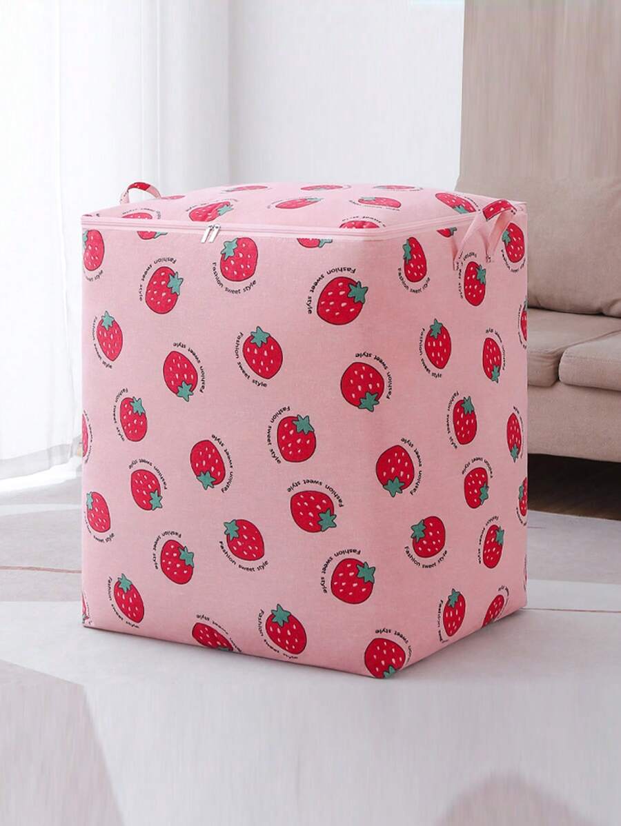 Strawberry Print Quilt Storage Bag Zipper Preppy Organizer Clothes ...