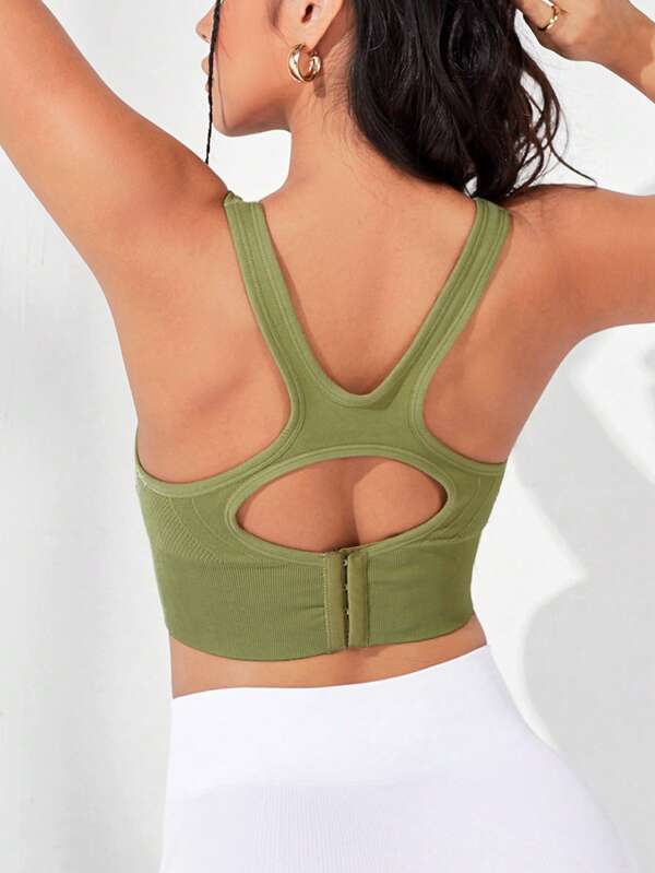 Cut Out Back Sports Bra Shein Usa