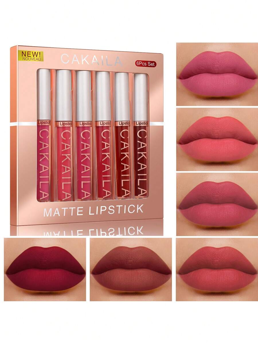 Fosco Brilho Labial Set , 6 Peças Duradouro Vestir À Prova D'Água Batom ...