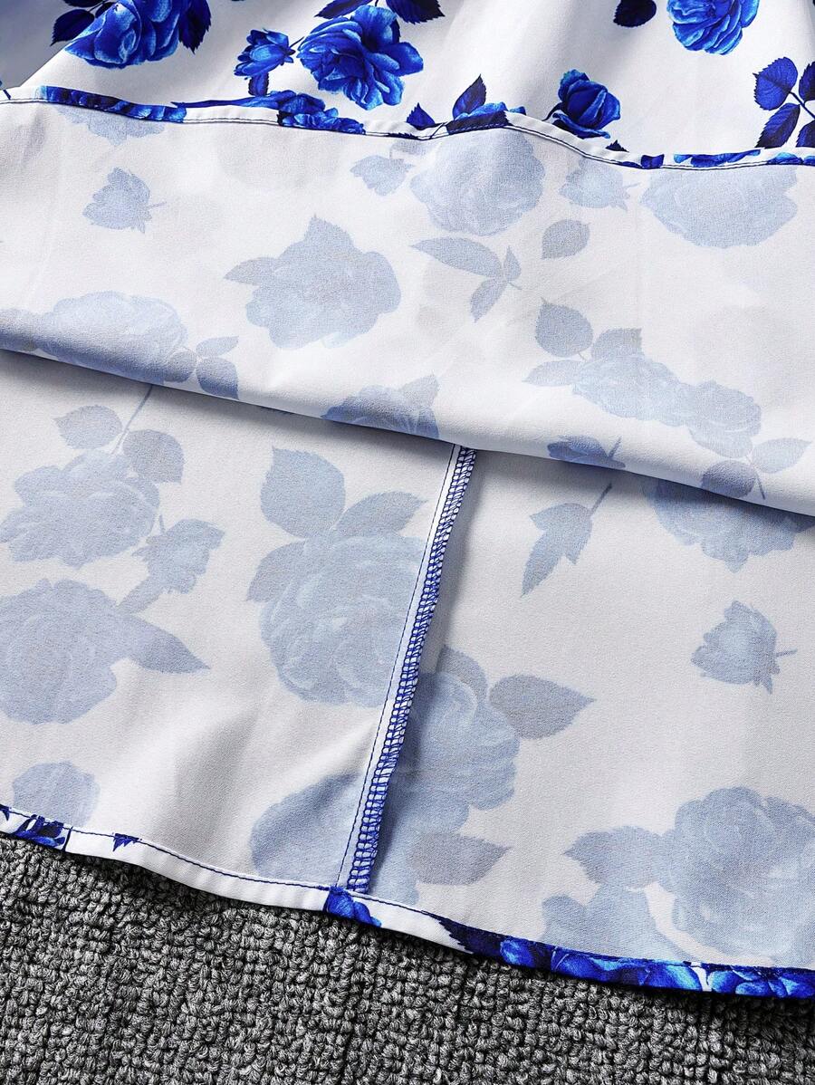 SHEIN Tween Girls' Elegant Knitted Printed Waist-Cinching Dress | SHEIN USA