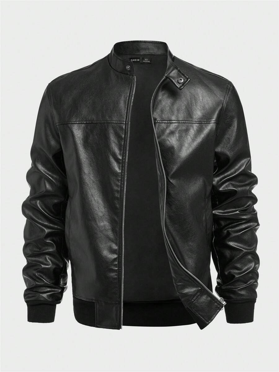 Manfinity Homme Men Zip Up PU Leather Jacket | SHEIN UK