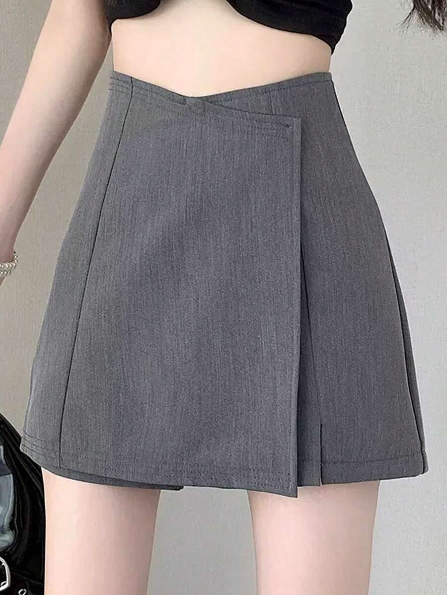 DAZY High Waist Wrap Hem Skort | SHEIN USA