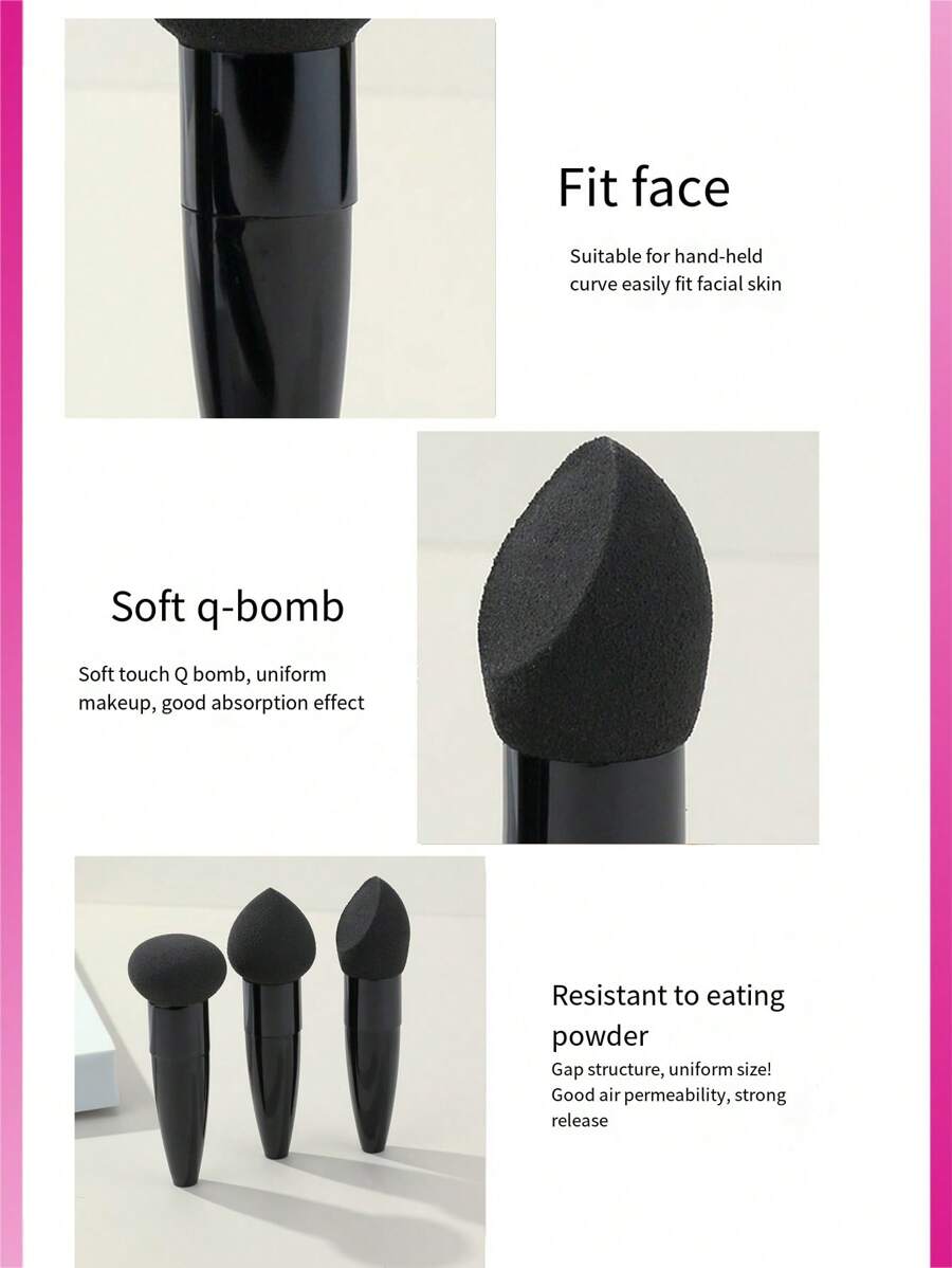 3pcs black bullet puffs with handle Mushroom head water drop head ...