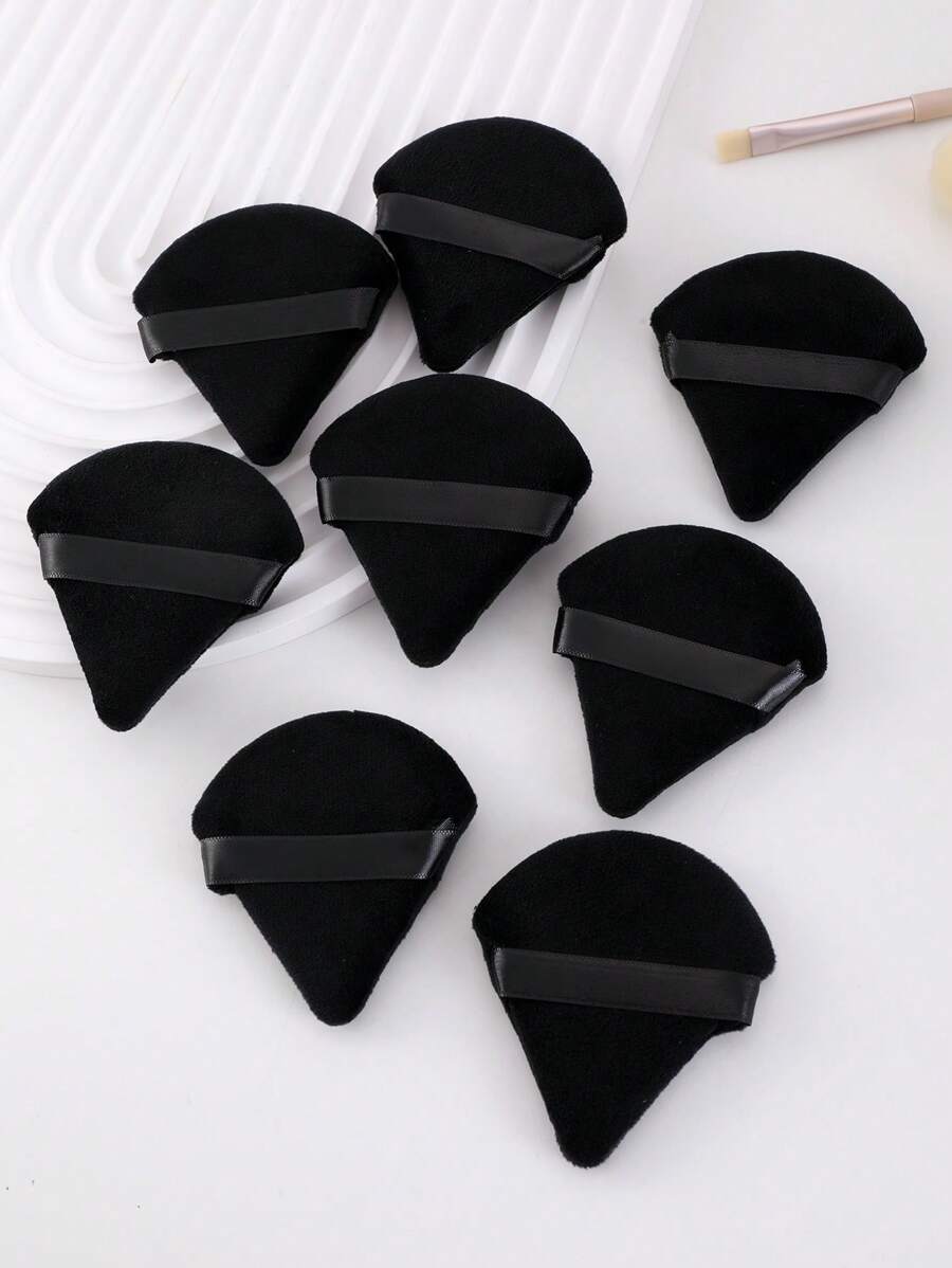 Makeup Puff Set, 8 Pcs Triangular Black Dry Powder Puff Honey Powder ...