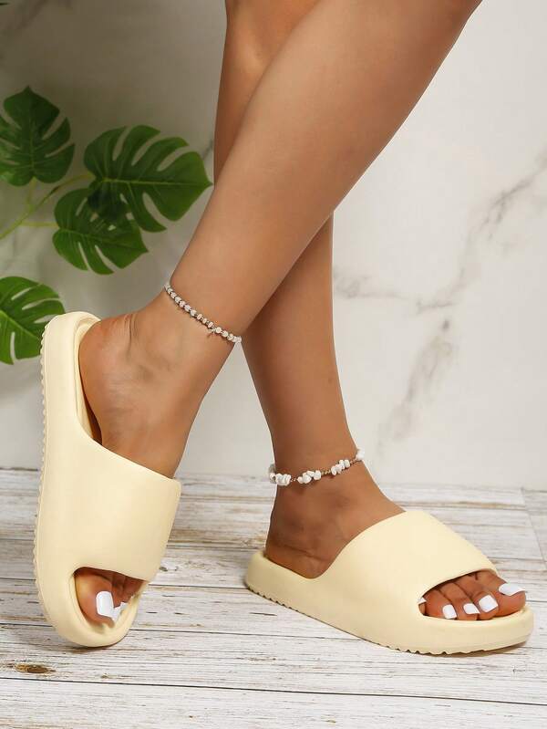 Women Minimalist Single Band Slides, Fashion Yellow EVA Slides | SHEIN UK