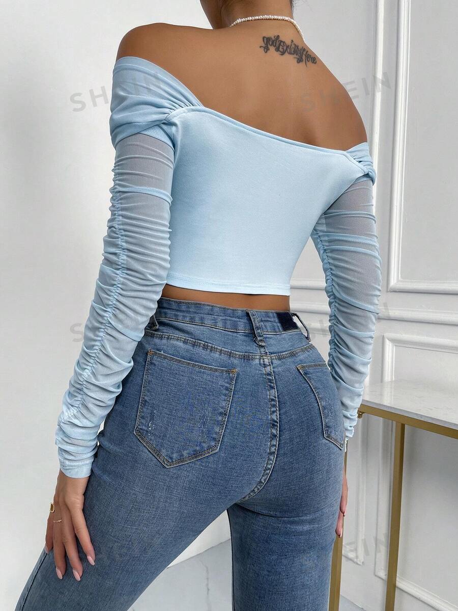 Shein Privé Crop Top Mit Rüschen Mesh Aktuelle Trends Günstig