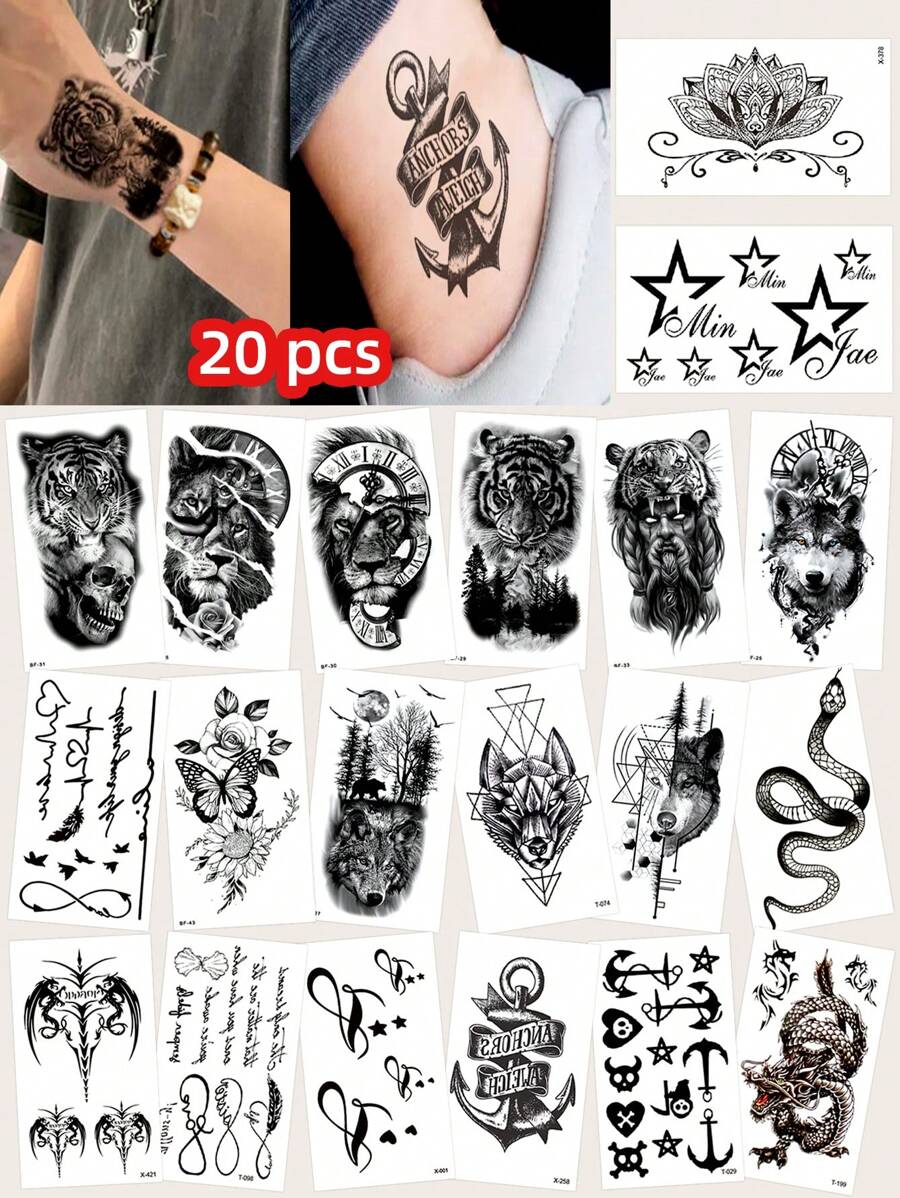 20pcs Animal Pattern Temporary Tattoo | SHEIN USA