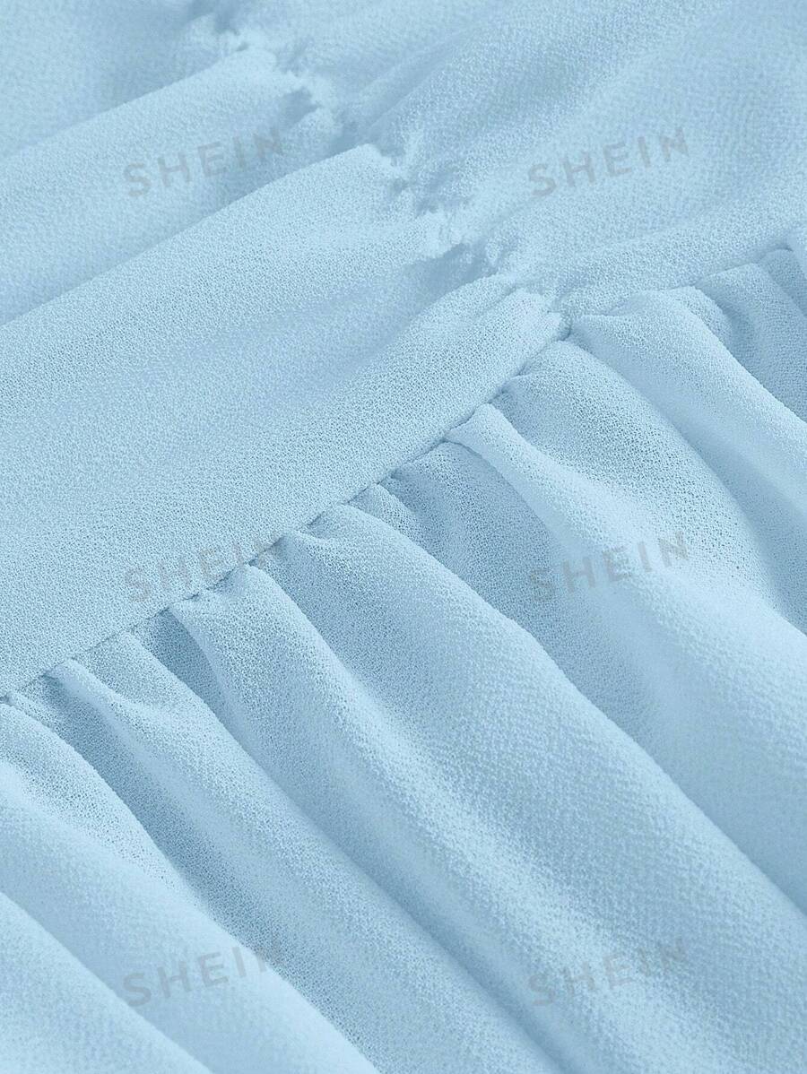 SHEIN MOD Cold Shoulder Frill Trim Ruched Dress | SHEIN USA