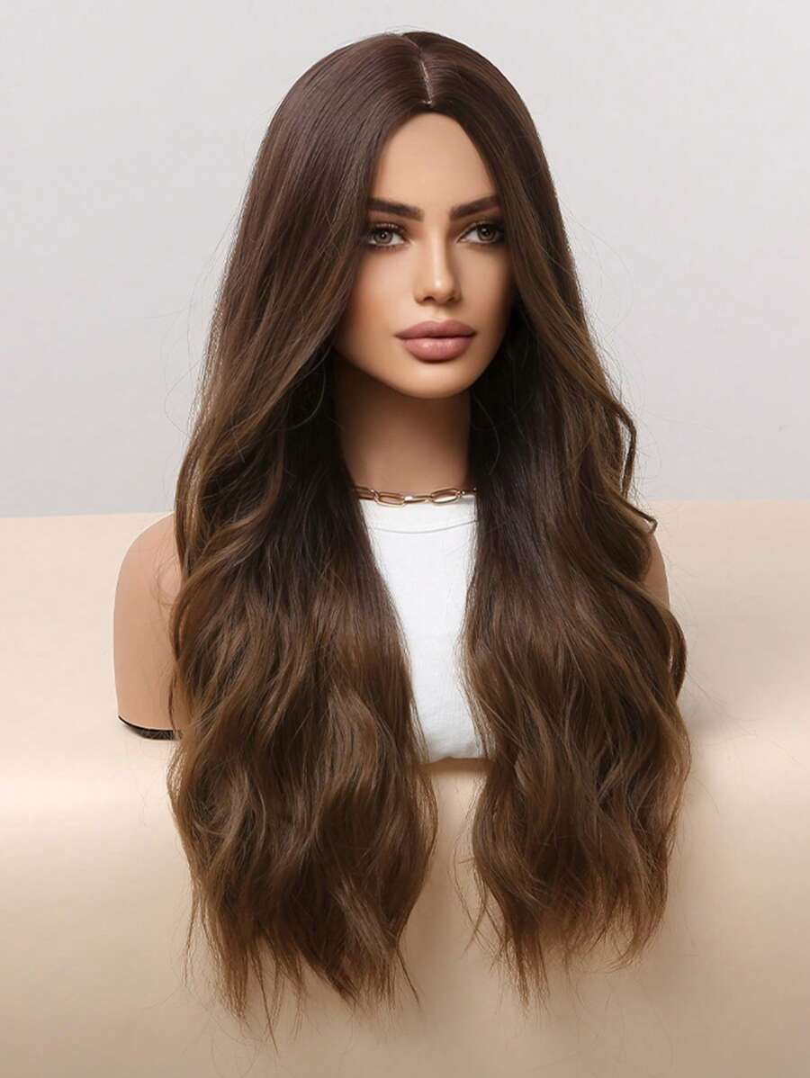 26 Inch Ombre Brown Big Long Curly Synthetic Wig For Women Natural ...