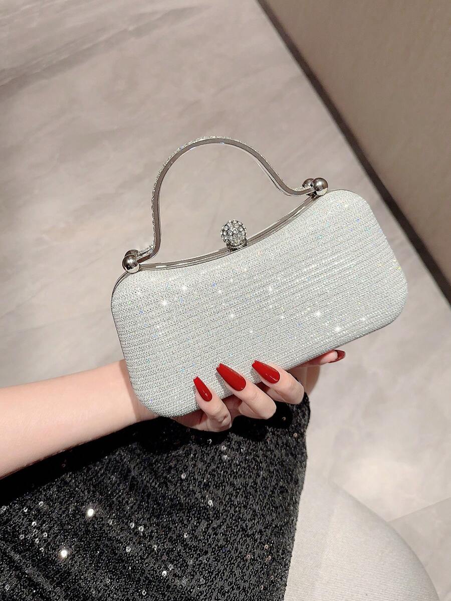 Moonlit EveBag Women's Sparkling Metal Bracelet Clutch Bag Adorned With ...