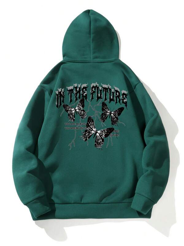 Manfinity EMRG Homme Sweat-Shirt À Capuche Motif Slogan Et Papillon À ...