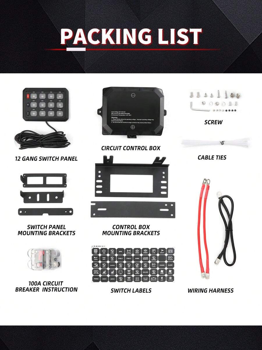 12 Gangs RGB LED On-Off Switch Panel 12V 24V Universal Power Control ...