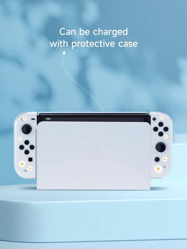 Funda con patrón de flor silicona transparente compatible con Nintendo ...