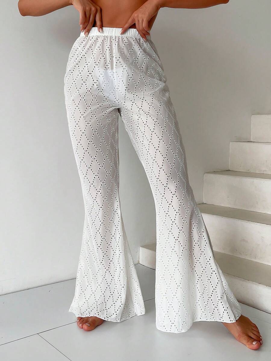 Hollow Out Flare Leg Cover Up Pants | SHEIN USA