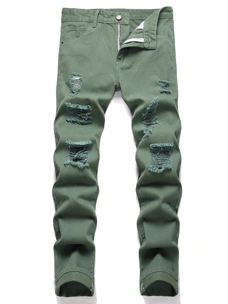 Men Cotton Ripped Frayed Skinny Jeans | SHEIN USA