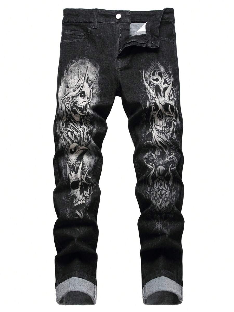 Men Skull Print Jeans, For Halloween | SHEIN USA