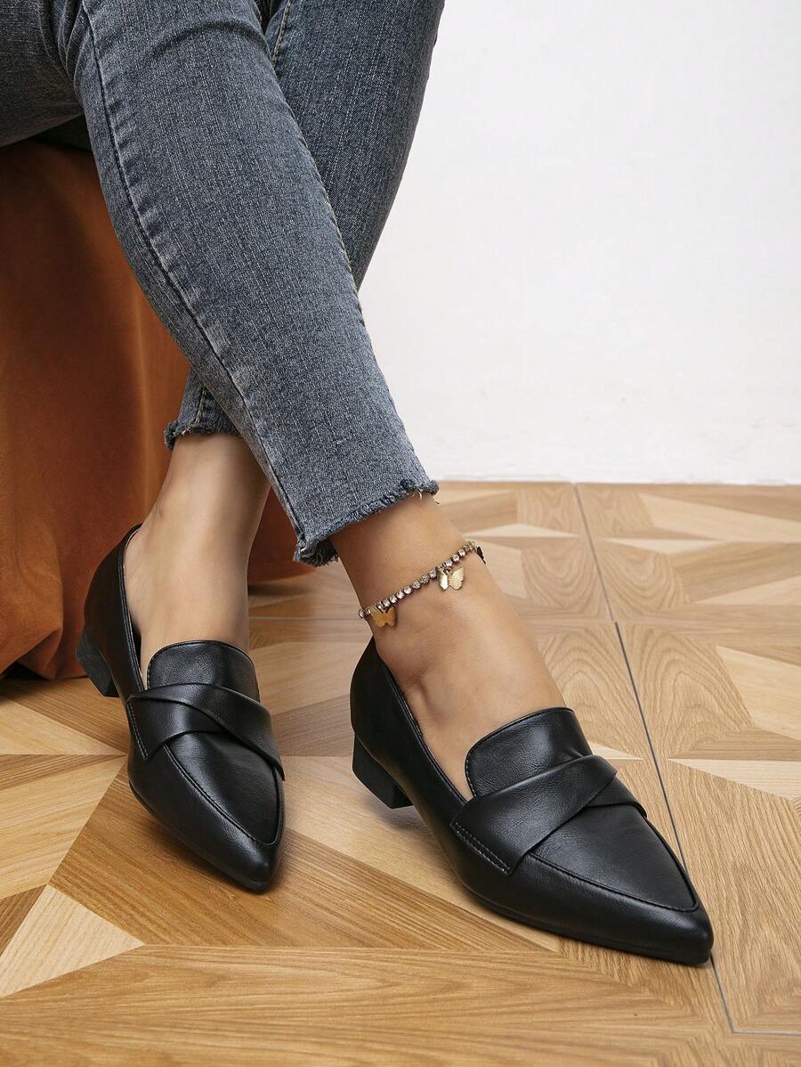 2025 Autumn Women Twist Detail Point Toe Flat Loafers, Elegant Outdoor ...