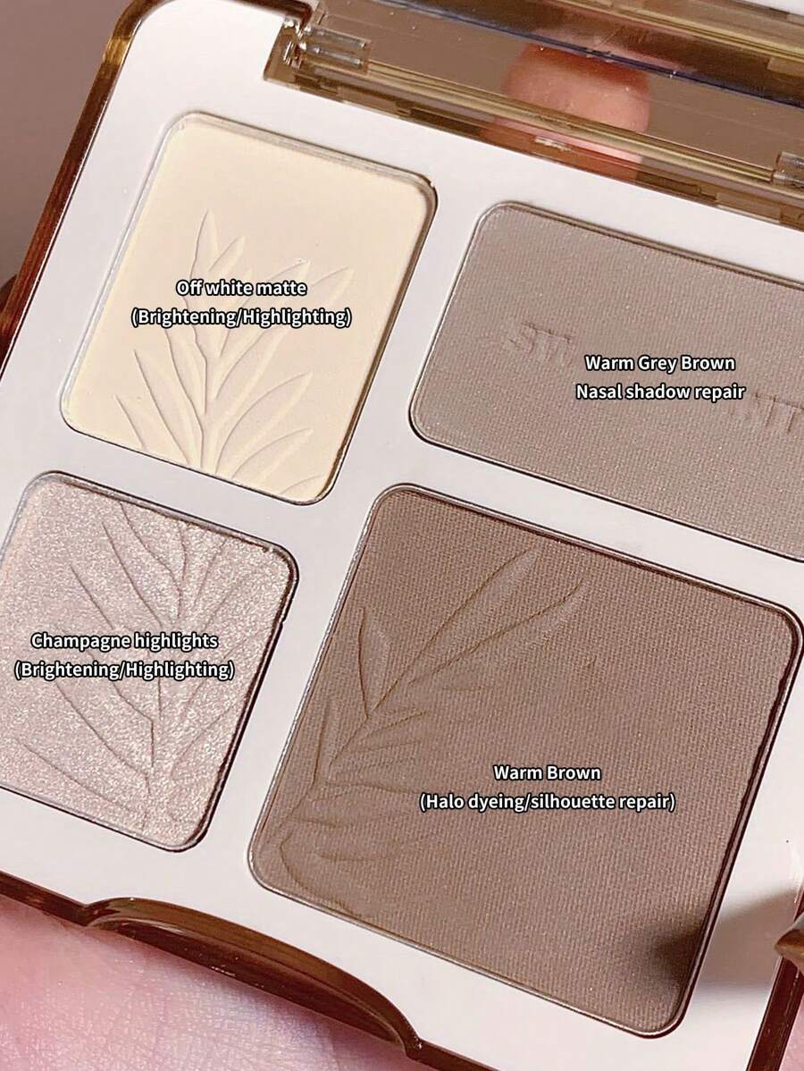 Matte Highlight Palette,4-Color Highlighter & Contour Palette, Long ...