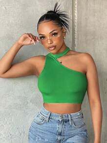 SHEIN SXY Asymmetrical Neck Crop Top | SHEIN USA