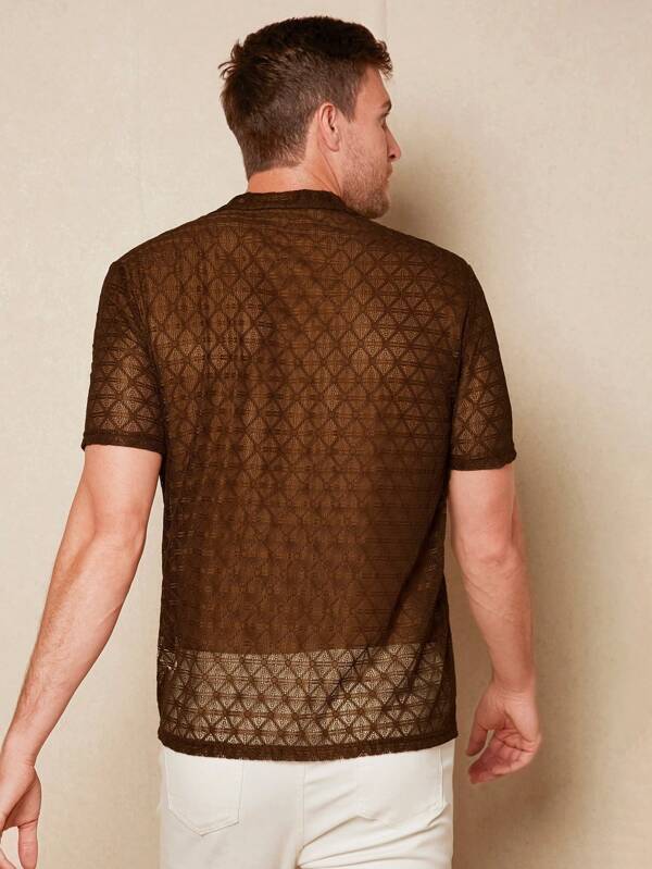 Manfinity Rsrt Men Solid Button Front Lace Shirt Shein Eur