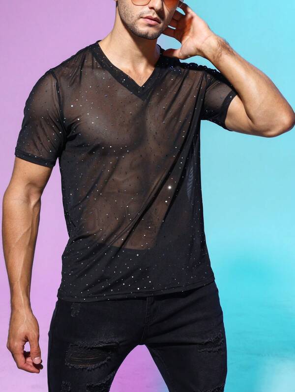 Manfinity Fever City Men Sheer Mesh Tee | SHEIN UK