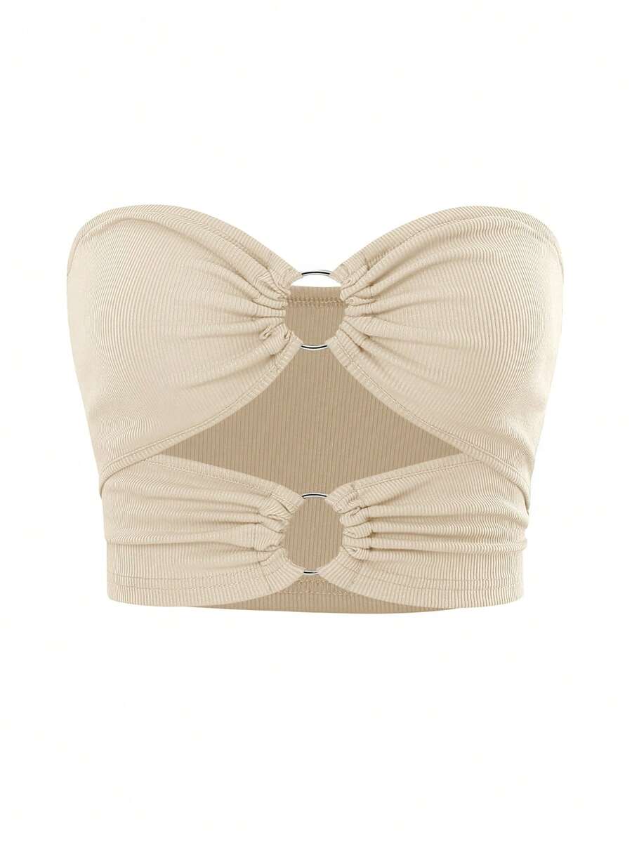 SHEIN Unity Ring Linked Cut Out Front Tube Top | SHEIN USA