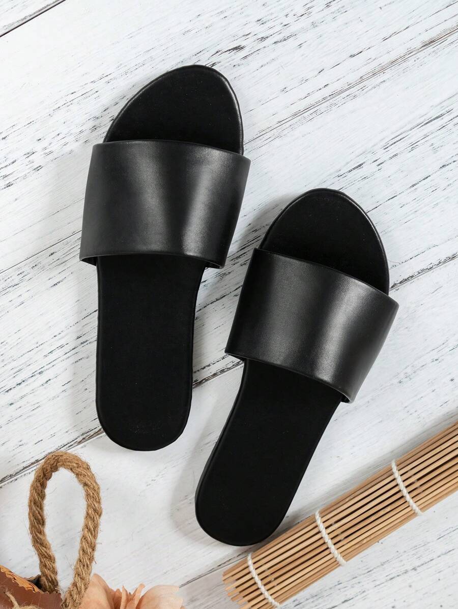 Women Minimalist Single Band Slide Sandals, Elegant Sandals | SHEIN USA