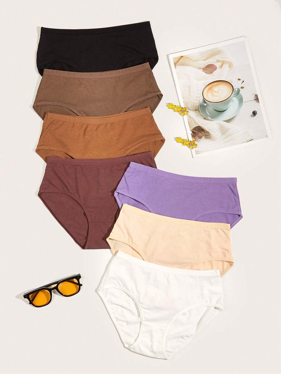 Shein Underwear&Sleepwear Basics 7pack Solid Brief Set | SHEIN USA