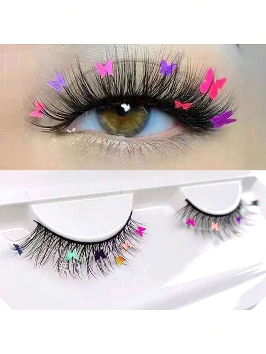 Falsche Wimpern, 1 Paar 3D Natur Schmetterlings Dekor, 20 mm ...