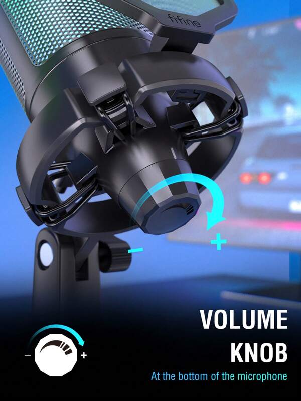 Gaming USB Microphone, Condenser Mic With Quick Mute, RGB Indicator ...